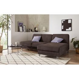 Sit & More sit&more Ecksofa &raquo;Clio L-Form&laquo; optional Schlaffunktion oder Vorziehsitz und Bettkasten, Federkern braun B/H/T: 246cm x 89cm x 165cm, Microfaser, 