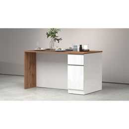 KOCHSTATION K&uuml;cheninsel &raquo;Sole,Kochinsel,K&uuml;chenarbeitsblock,Inselk&uuml;che,Arbeitsinsel&laquo; Breite 160 cm mit 2 T&uuml;ren,2 Schubk&auml;sten, Aluminiumgriff wei&szlig; B/H/T