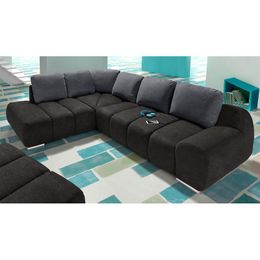 OTTO home Ecksofa &raquo;Bono L-Form&laquo; mit Ottomane, wahlweise mit Schlaffunktion schwarz Luxus-Microfaser ALTARA NUBUCK (100% Polyester);Luxus-Microfaser 