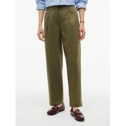 Tommy Hilfiger Damen Chinohose "COTTON BARREL PLEATED CHINO", gr&uuml;n, Gr. 46, unifarben, Web, Obermaterial: 65% Baumwolle, 33% Lyocell, 2% Elasthan,