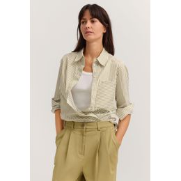 Bugatti Damen Hemdbluse "Brusttasche", beige, Gr. 38, gestreift, Canvas, 71% Baumwolle, 26% Polyamid, 3% Elasthan, Blusen, aus einer Baumwollmischung
