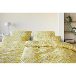 Elegante Bettw&auml;sche &raquo;Mimosa&laquo; 2 angenehmes Hautgef&uuml;hl gelb Mako-Batist, Obermaterial: 100% Baumwolle B/L: 135cm x 200cm, 1 Stk., 1 Stk., Mako-Batist, B/L: 80cm 