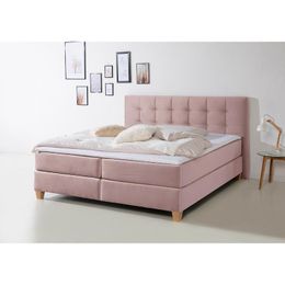 Home Affaire Boxspringbett &raquo;Moulay&laquo; inkl. Topper, in 3 H&auml;rtegraden, TFK auch in H&auml;rtegrad 4 lila Samtstoff, Liegefl&auml;che B/L: 160cm x 200cm Betth&ouml;he: 