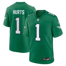 Nike Herren Footballtrikot "Nike Trikot Philadelphia Eagles NFL Throwback Jersey Hurts 1", gr&uuml;n, Gr. L, 100% Polyester, Trikots
