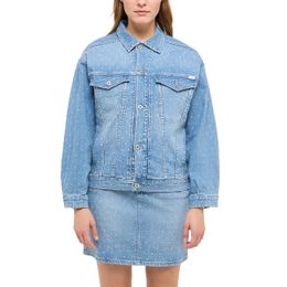 Mustang Damen Outdoorjacke "Damen Style Arcata Boyfriend Jacket", blau, Gr. M, gepunktet, Web, 99% Baumwolle, 1% Elasthan, Jacken