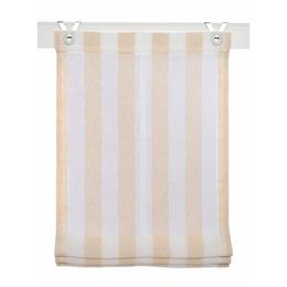 Kutti Raffrollo &raquo;Bornholm&laquo; mit Hakenaufh&auml;ngung ohne Bohren halbtransparent, Polyester, gewebt, Streifen, mit Edelstahlhaken beige Obermaterial: 100% 