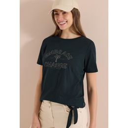 Cecil Damen T-Shirt, schwarz, Gr. XS, bedruckt, Web, 50% Baumwolle, 50% Polyester, Shirts, mit U-Boot-Ausschnitt