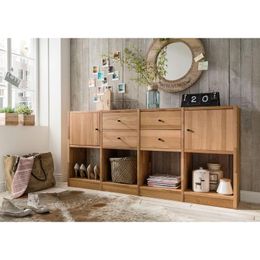 Home Affaire Sideboard &raquo;Ecko&laquo; aus massivem Wildeichenholz, Breite 181 cm braun Massivholz B/H/T: 181cm x 87cm x 34cm, 4 Stk., Wildeiche, 2 Stk.