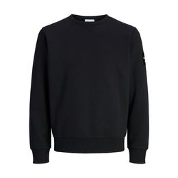 Jack & Jones JACK & JONES Herren Sweatshirt "JJCLEVELAND SWEAT CREW NECK", schwarz, Gr. XL, unifarben, angeraute Sweatware, Obermaterial: 65% Polyester, 35%