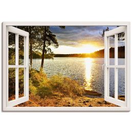 Artland Leinwandbild &raquo;Sonnenuntergang im Algonquin Park&laquo; Fensterblick 1 Stk. tlg. auf Holzrahmen gespannt bunt Leinwand B/H/T: 100cm x 70cm, Leinwandbild 