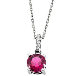 Firetti Damen Kette mit Anh&auml;nger &raquo;Schmuck Geschenk Silber 925 Halsschmuck Halskette Ankerkette&laquo; mit Zirkonia (synth.) pink Silber 925 (Sterlingsilber)