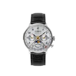 Zeppelin Damen Zeppelin Multifunktionsuhr &raquo;LZ 129 Hindenburg Mondphase&laquo; Armbanduhr, Damenuhr, Mondphase, Lederarmband, Made in Germany schwarz 