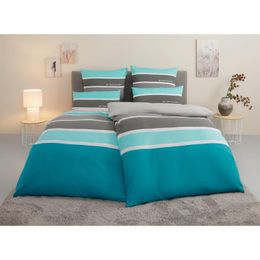Tom Tailor HOME Bettw&auml;sche &raquo;Felix in Gr. 135x200 oder 155x220 cm&laquo; 3 mit GRATIS-Zugabe: G&auml;stehandtuch (100% Baumwolle), mit Rei&szlig;verschluss blau 