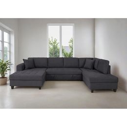 Trends by HG Wohnlandschaft &raquo;Moritz U-Form, B: 324 cm&laquo; mit Schlaffunktion, Bettkasten & Zierkissen 92% Polyester;8% Nylon B/H/T: 324cm x 86cm x 178cm,