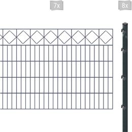 Arvotec Doppelstabmattenzaun &raquo;ESSENTIAL 100 zum Einbetonieren "Karo" mit Zierleiste&laquo; Zaunh&ouml;he 100 cm, Zaunl&auml;nge 2 - 60 m grau Kunststoff, Stahl H/L: 100cm x 