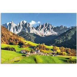 Artland Wandbild &raquo;Alpen Berge Santa Maddalena&laquo; Berge & Alpenbilder 1 Stk. tlg. als Alubild, Leinwandbild, Poster in verschied. Gr&ouml;&szlig;en gr&uuml;n B/H/T: 120cm x 80cm
