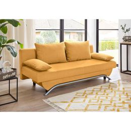 Jockenh&ouml;fer Schlafsofa &raquo;Nancy, B: 190 cm, Liegefl. 121x190 cm&laquo; mit Schlaffunktion & Bettkasten gelb Luxus-Microfaser ALCATOP (100% Polyester);Kunstleder SOFTLUX ;