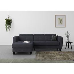 Sit & More sit&more Ecksofa &raquo;Belluci L-Form&laquo; inklusive Federkern, wahlweise mit Schlaffunktion und Bettkasten blau B/H/T: 247cm x 85cm x 170cm, Struktur weich, 