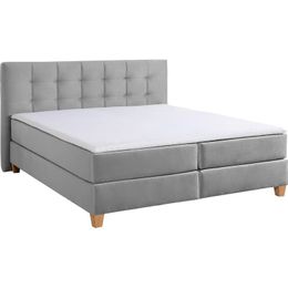 Home Affaire Boxspringbett &raquo;Moulay&laquo; inkl. Topper, in &Uuml;berl&auml;nge 220 cm, 3 H&auml;rtegrade, auch in H4 grau Samtstoff, Liegefl&auml;che B/L: 200cm x 220cm 