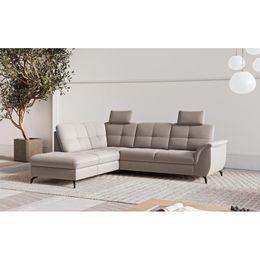 Sit & More sit&more Ecksofa &raquo;Zora&laquo; wahlweise mit Schlaffunktion und Bettkasten grau 95% Polyester 5% Polyamid B/H/T: 244cm x 92cm x 212cm, Flachgewebe LINO, 