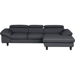 Home Affaire Ecksofa &raquo;Pilot L-Form&laquo; mit Kopfteilverstellung, wahlweise mit Schlaffunktion & Bettkasten grau 100% Polyester, Feinstruktur 75000 