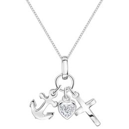 Firetti Damen Kette mit Anh&auml;nger &raquo;Schmuck Geschenk Silber 925 Halsschmuck Halskette Panzerkette Glaube&laquo; mit Zirkonia (synth.) silber Silber 925 (