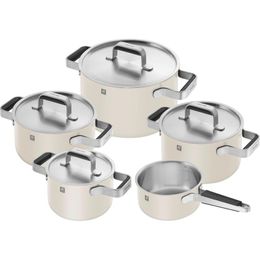 Zwilling Topf-Set &raquo;Pure&laquo; Set, 3 Kocht&ouml;pfe (16, 20 & 24 cm), Bratentopf 20 cm, Stieltopf 16 cm, 5 tlg. tlg. Edelstahl 18/10 wei&szlig; Einheitsgr&ouml;&szlig;e