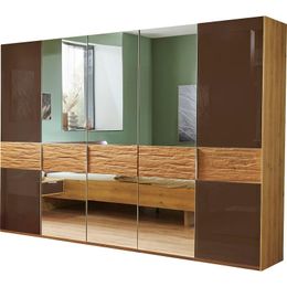 Wiemann Kleiderschrank &raquo;Cordoba&laquo; inkl. T&uuml;rend&auml;mpfung braun Floatglas, Holz teilmassiv, Kunststoff Bianco-Eiche teilmassiv, B/H/T: 246,3cm x 216cm x 