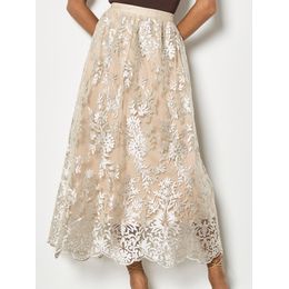 Apricot Damen Midirock "Midi-Rock aus schimmerndem Mesh", wei&szlig;, Gr. 40, gewebt, Obermaterial: 100% Polyester PES., R&ouml;cke, mit Blumenstickerei