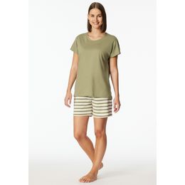 Schiesser Damen Shorty "Casual Essentials", Gr. 46, gr&uuml;n, Single Jersey, Obermaterial: 100% Baumwolle, Homewear-Sets, mit unifarbenem Shirt und