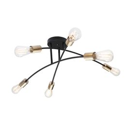 Globo LIGHTING Deckenleuchte &raquo;SARINI&laquo; E27 1 Stk. Deckenleuchte Schwarz/Altmessing, ohne Schirm, E27 schwarz 6, &Oslash; 70cm H: 26cm, 1 Stk.