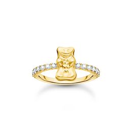 Thomas Sabo Damen Fingerring "Thomas Sabo x HARIBO: Ring mit Goldb&auml;r", 58, Silber 925 (recycelt), 2mm, gold, Silber 925 (recycelt), Fingerringe, mit