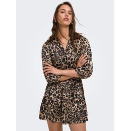 Only Damen Tunikakleid "ONLALENA 3/4 MINI DRESS WVN", braun, Gr. S, bedruckt, Web, Obermaterial: 100% Polyester, Kleider, Polyester, regular fit