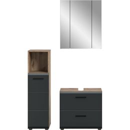 Welltime Badm&ouml;bel-Set &raquo;FLORENZ, 3-teilige Badkombination, hochwertige MDF-Front&laquo; best. aus: Midischrank hoch, Waschbeckenunterschrank, Spiegelschrank 