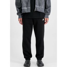 Herren Sweathose "Basic Jogger Small Logo II", schwarz, Gr. M, Alpha Industries, bedruckt, Sweatware, Obermaterial: 80% Baumwolle, 20% Polyester,