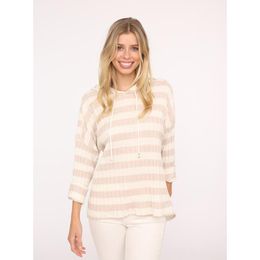 Zwillingsherz Damen Hoodie &raquo;"Streifen"&laquo;, One Size, Kordelzug, Regular Fit, Kapuze, gestreift beige Einheitsgr&ouml;&szlig;e