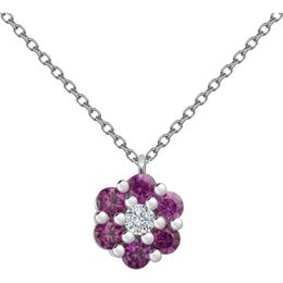 Firetti Damen Kette mit Anh&auml;nger &raquo;Schmuck Geschenk Silber 925 Halsschmuck Ankerkette Anh&auml;nger Blume&laquo; Made in Germany - mit Zirkonia (synth.) lila 