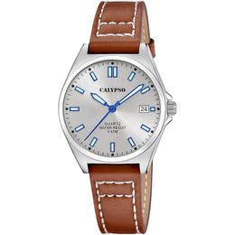 Calypso Watches Damen Calypso Watches Quarzuhr &raquo;Basic&laquo; Armbanduhr, Damenuhr, Lederarmband, analog, Tag braun Einheitsgr&ouml;&szlig;e
