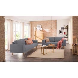 Home Affaire 3-Sitzer &raquo;Lasse&laquo; im scandinavischem Stil mit Holzf&uuml;&szlig;en grau Struktur fein( 100% Polyester);Filzoptik (100% Polyester);Luxus-Microfaser (