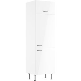 KOCHSTATION K&uuml;hlumbauschrank &raquo;KS-Paula&laquo; 60 cm breit, 211 cm hoch, mit 1 Klappe, 2 T&uuml;ren, 1 Einlegeboden wei&szlig;, B/H/T: 60cm x 211,8cm x 58,4cm, T&uuml;ren: 2
