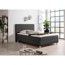 Maintal Boxbett mit Bettkasten und Kaltschaum-Topper grau Tonnentaschenfederkern H3, Liegefl&auml;che B/L: 140cm x 200cm, Gewicht bis: 100 kg H3, Federkern-