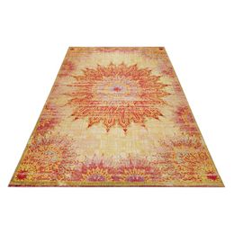 Wecon Home Teppich &raquo;Rooftop&laquo; rechteckig 6 mm H&ouml;he Vintage, Baumwolle, Kurzflor, Wohnzimmer, Schlafzimmer, Orient gelb Baumwolle B : 200cm 1 Stk., 6mm,