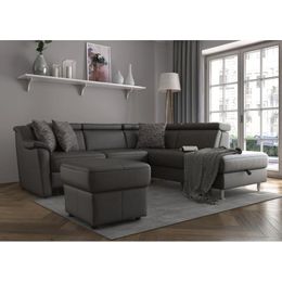 Sit & More sit&more Ecksofa &raquo;Freetown L-Form&laquo; inklusive Kopfteilverstellung und komfortablem Federkern grau B/H/T: 252cm x 84cm x 216cm, Luxus-Microfaser, 