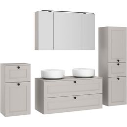 Nobilia Badm&ouml;bel-Set &raquo;Cascada&laquo; Set, inkl. 2 Aufsatzwaschbecken und Spiegelschrank mit Beleuchtung, 6 Stk. tlg. B/H/T: 230cmcm x 184cmcm x 48,2cmcm