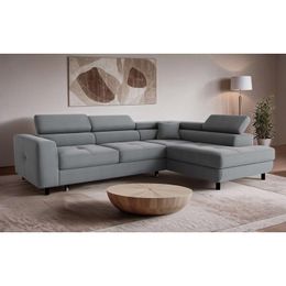 OTTO home Ecksofa &raquo;AADEN Schlafsofa 254 cm - OTTO. Verl&auml;ssliche Qualit&auml;t.&laquo; mit Bettfunktion, Bettkasten, Kopfst&uuml;tzen, rechts/links bestellbar grau 100
