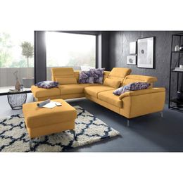 Sit & More sit&more Ecksofa &raquo;Percy L-Form&laquo; 15 cm Fu&szlig;h&ouml;he, Sitztiefenverstellung, wahlweise in 2 Fu&szlig;farben gelb B/H/T: 270cm x 235cm, Luxus-Microfaser Paris, 