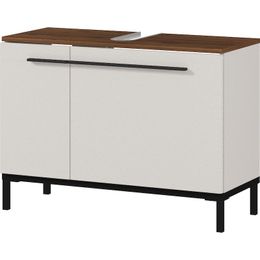 Germania Waschbeckenunterschrank &raquo;Yonkers&laquo; Hochwertige ABS-Kanten, Griffe & hohe F&uuml;&szlig;e aus Metall, Breite 80 cm Kaschmir/Nussbaum-Nachbildung, B/H/T: 