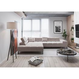 Home Affaire Ecksofa &raquo;Ancona New, wahlweise motorische Sitztiefenverstellung, auch in Cord&laquo; feine Steppung, mit Kopfteilverstellung, 3 Zierkissen, L-