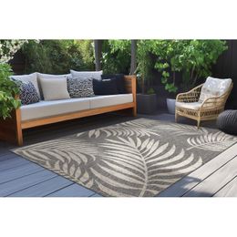 Kayoom Teppich &raquo;Nibru 725&laquo; rechteckig 5 mm H&ouml;he Flachgewebe, In- und Outdoor geeignet, schnell trocknend, floral grau Polypropylen B : 80cm 1 Stk., 5mm, L: 
