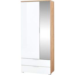 Germania Garderobenschrank &raquo;Telde&laquo; Breite 84cm, Kleiderstange, verstellbare B&ouml;den, Made in Germany wei&szlig; B/H/T: 84cm x 196cm x 40cm, Schubladen: 2 Stk.